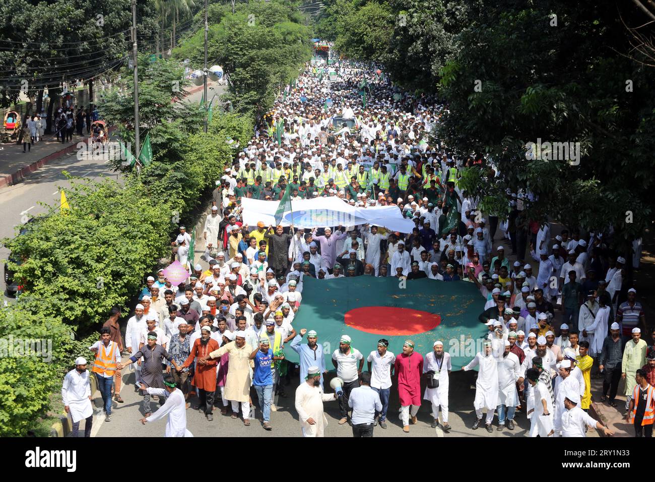 Muslims take part during a march of Holy Eid-e-Miladunnabi, marking the ...