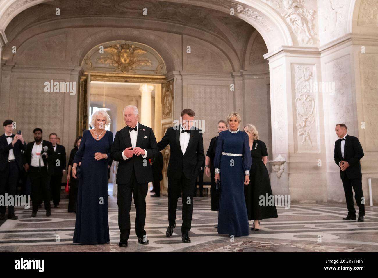 King Charles III, Queen Camilla, President Emmanuel Macron and wife ...