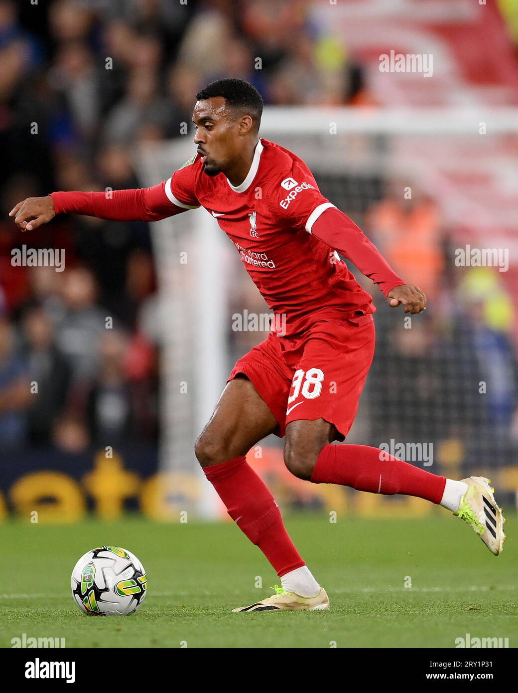 Liverpool, England, 27th September 2023. Ryan Gravenberch of Liverpool ...