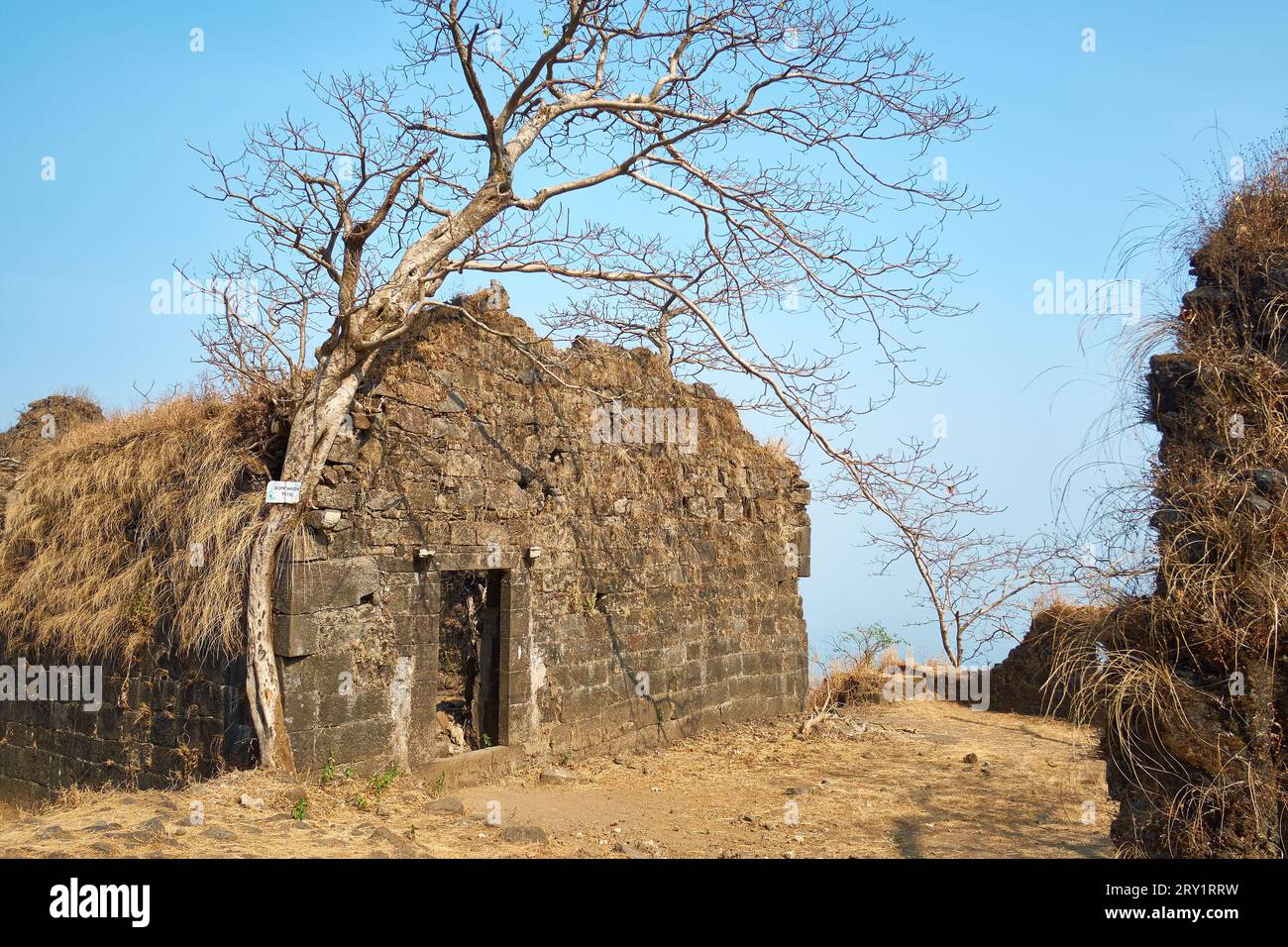 Ruins of the fort at the Karnala Bird Sancturay in Maharashtra, India ...