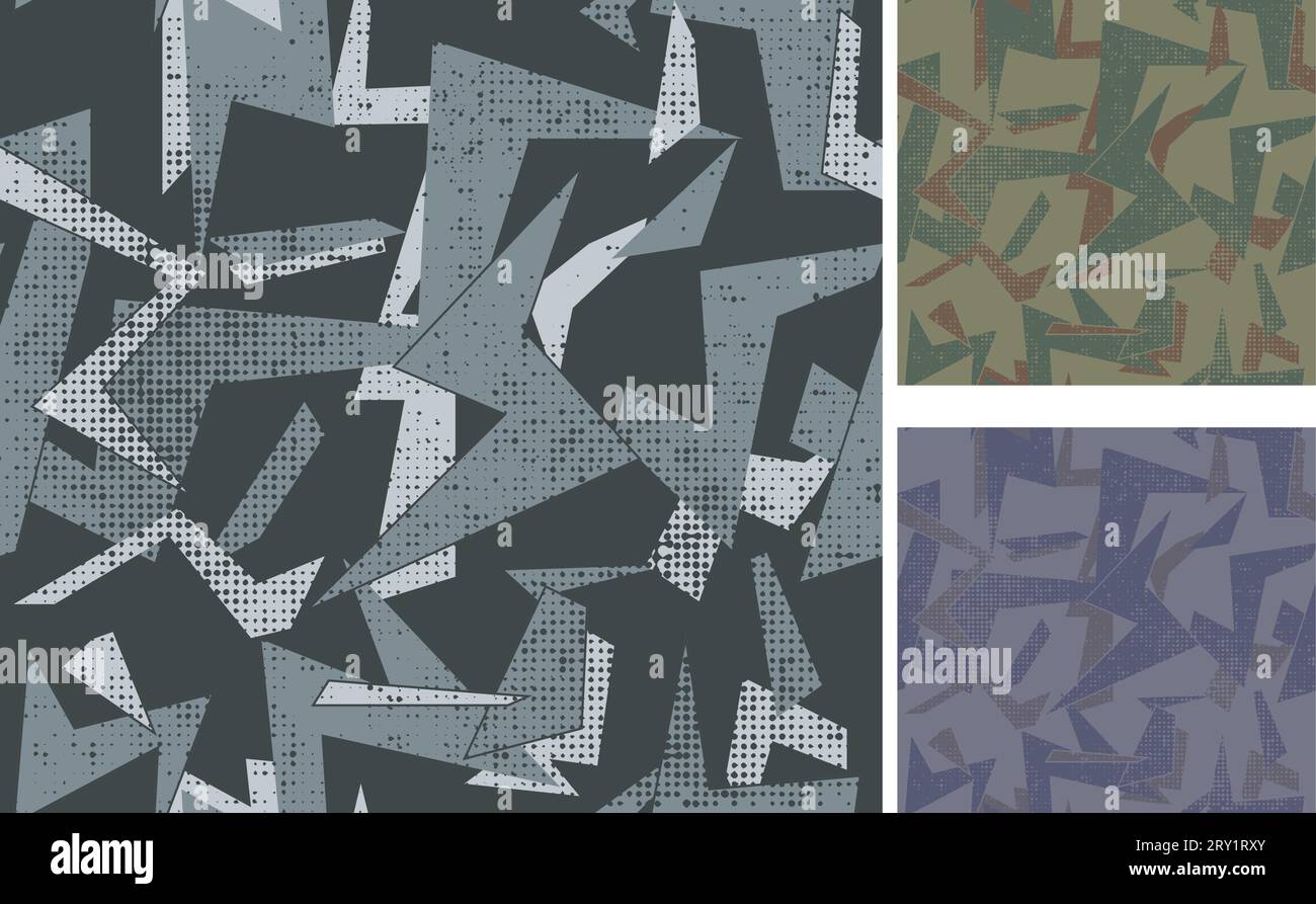 Urban, woodland and navy camouflage seamless patterns. Polygonal shapes ...
