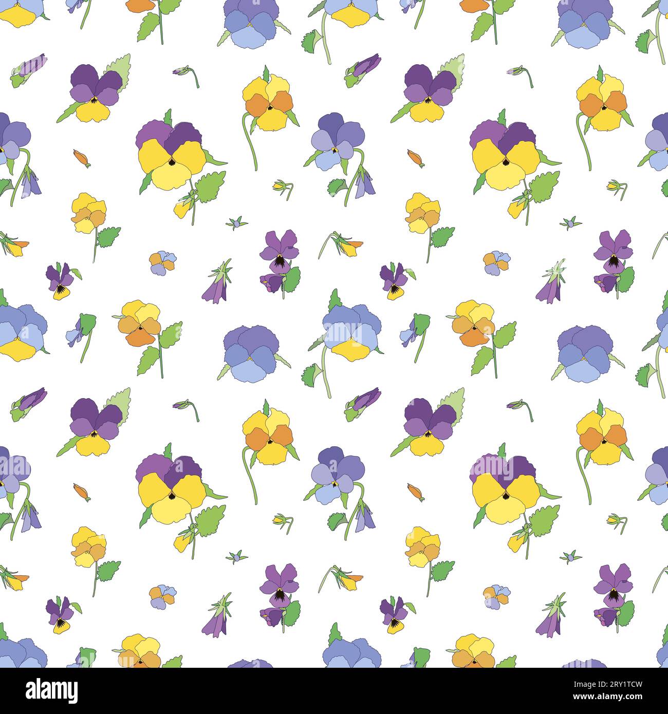 Vector seamless pattern with pansies, floral background of flowers ...