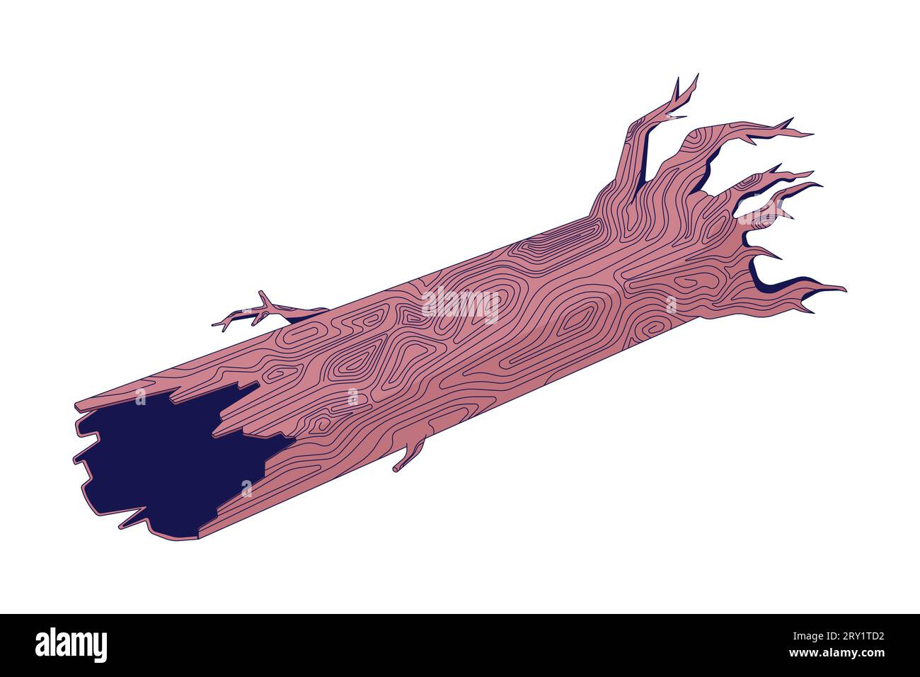 Autumnal old tree trunk 2D linear cartoon object Stock Vector Image ...