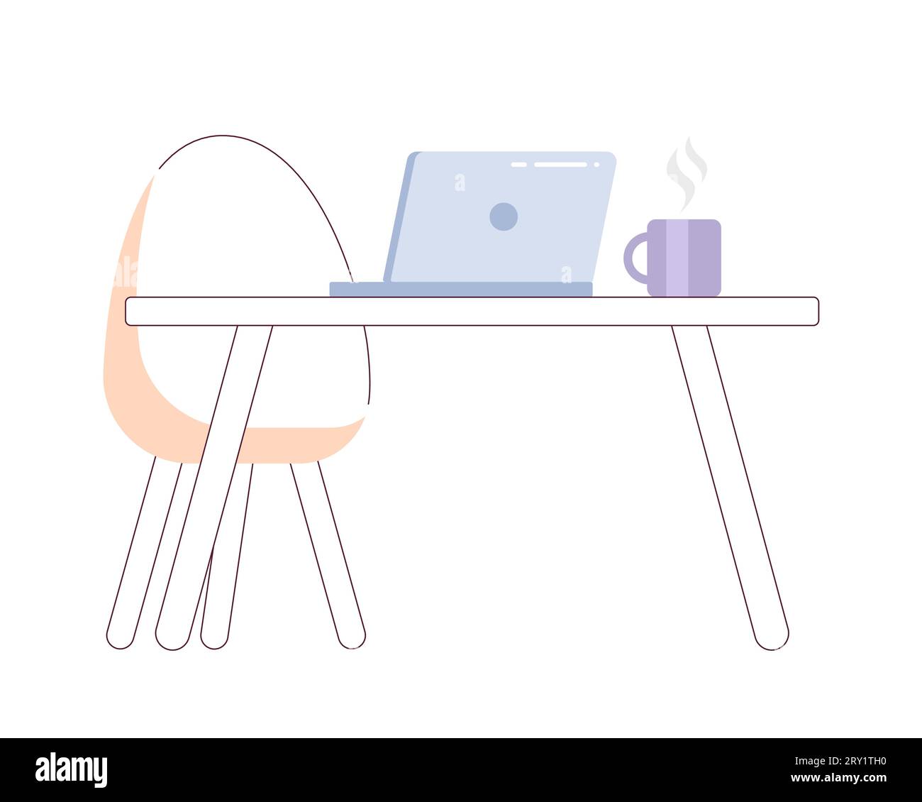 Office desk laptop with mug 2D cartoon object Stock Vector Image & Art ...