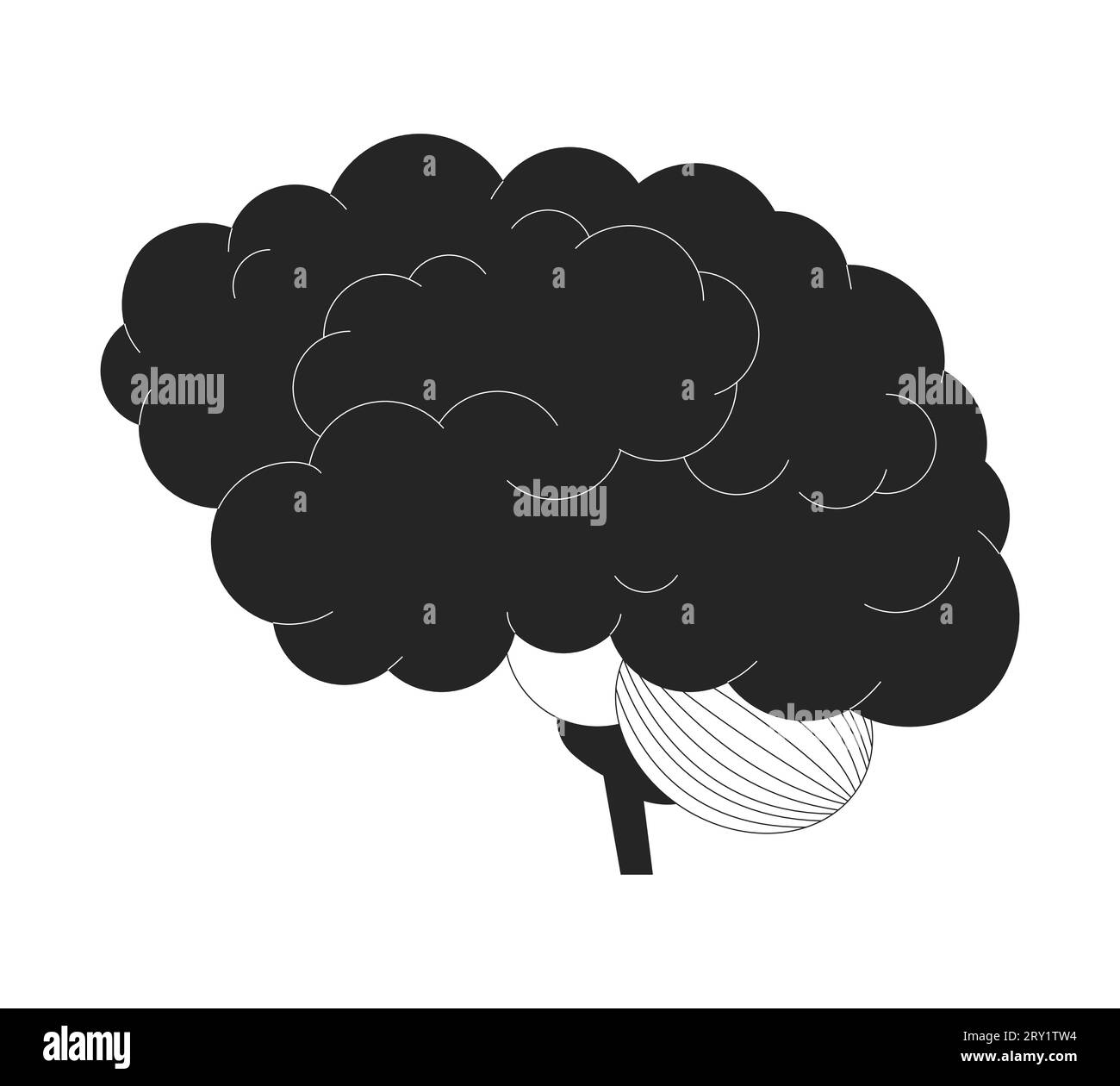 Human brain organ black and white 2D line cartoon object Stock Vector ...