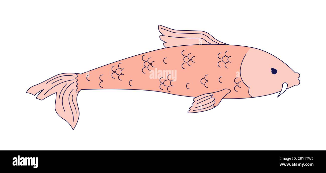 Cute goldfish with whiskers 2D linear cartoon character Stock Vector ...