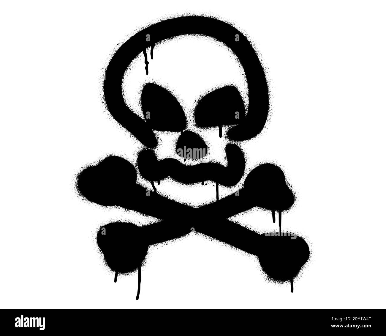 Isolated Spray Graffiti Death Warning Emoji Skull And Crossbones Over