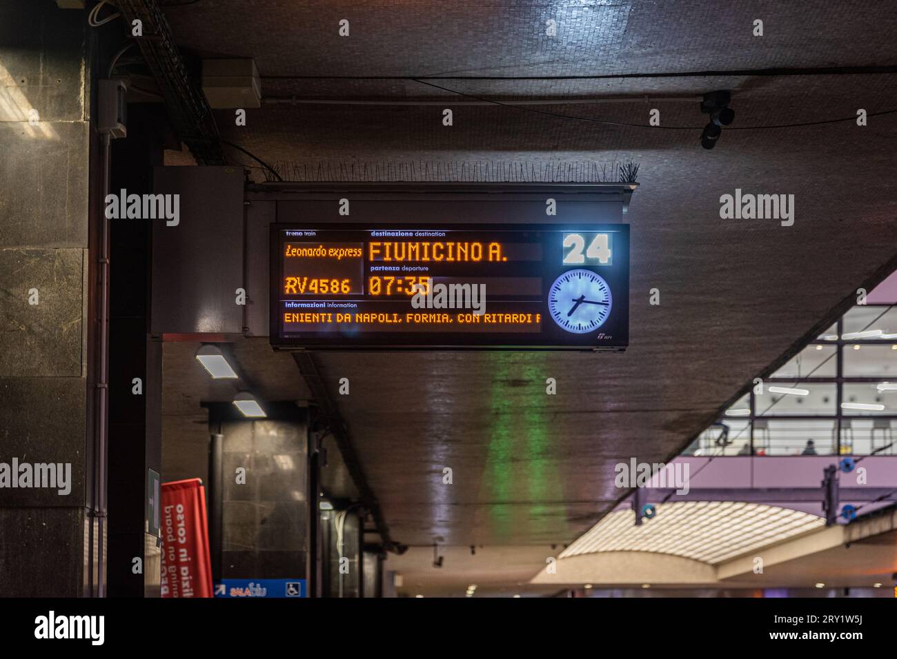 December 20, 2022 in Rome, Italy: Track Sign For Leonardo Express Train ...