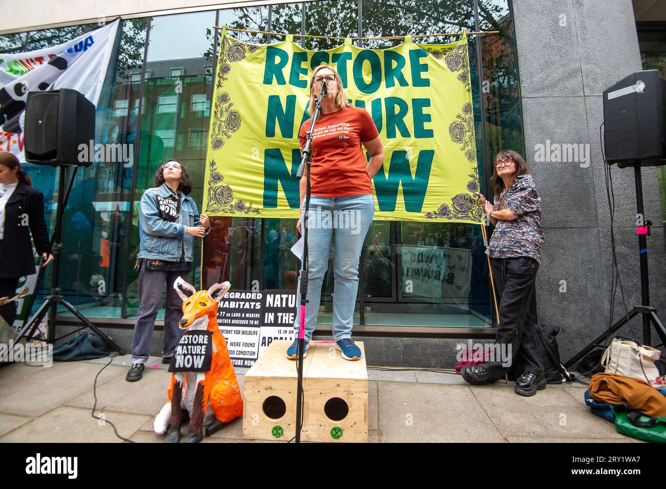 London, UK. 28th September, 2023. Protesters from more than 40 wildlife ...