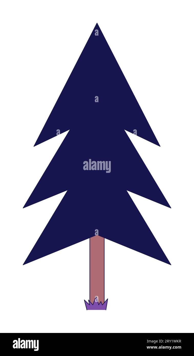 Conifer fir tree 2D linear cartoon object Stock Vector Image & Art - Alamy