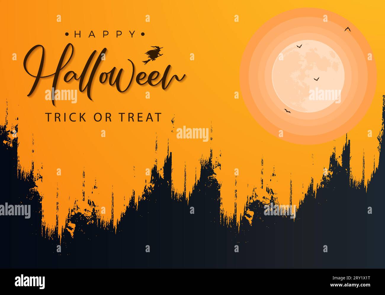 Happy halloween background illustration with grunge brush stroke and ...
