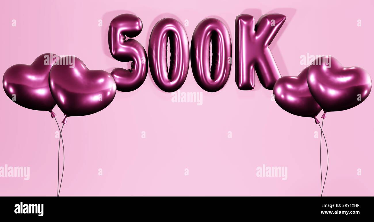 50k, 500000 followerssubscribers with inflated balloon text and purple ...