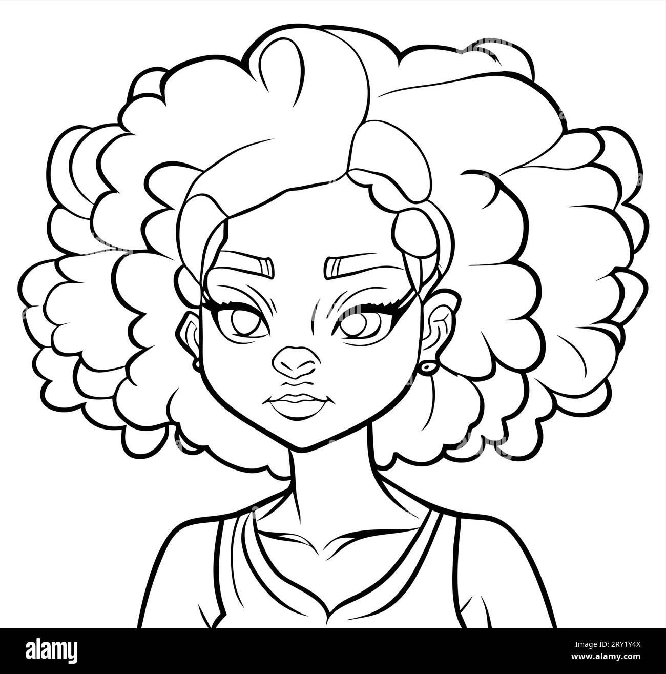 Afro girl coloring page illustration Stock Vector Images - Alamy