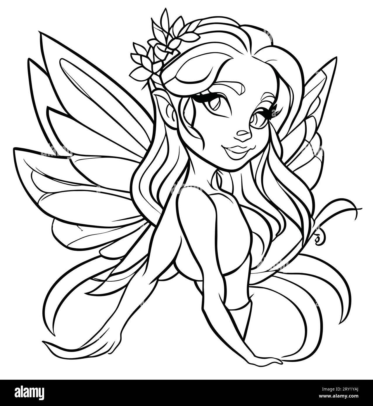 Enchanting fairy coloring page vector hi-res stock photography and ...