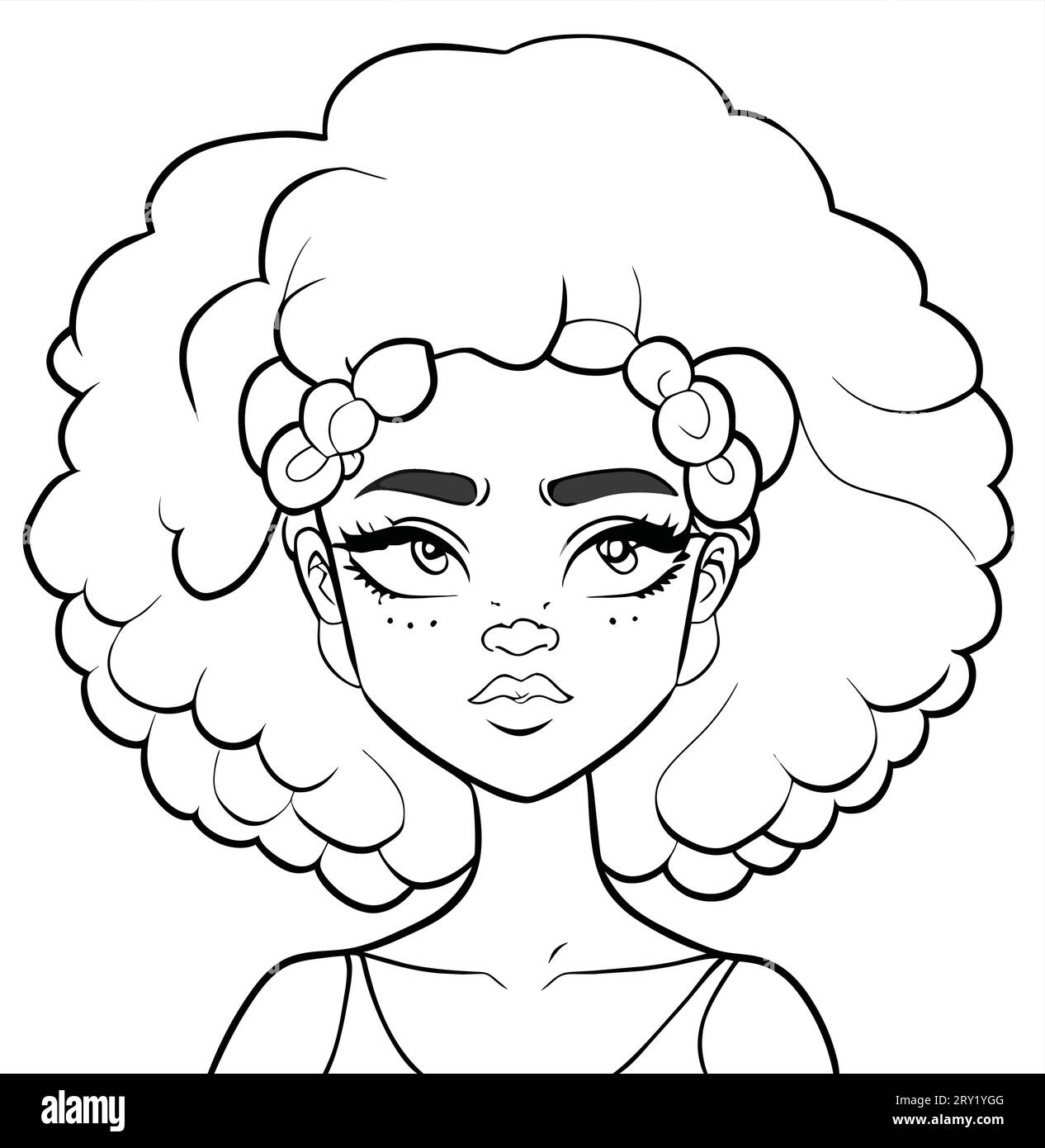 Beautiful Afro Girl Coloring Page Stock Vector Images Alamy