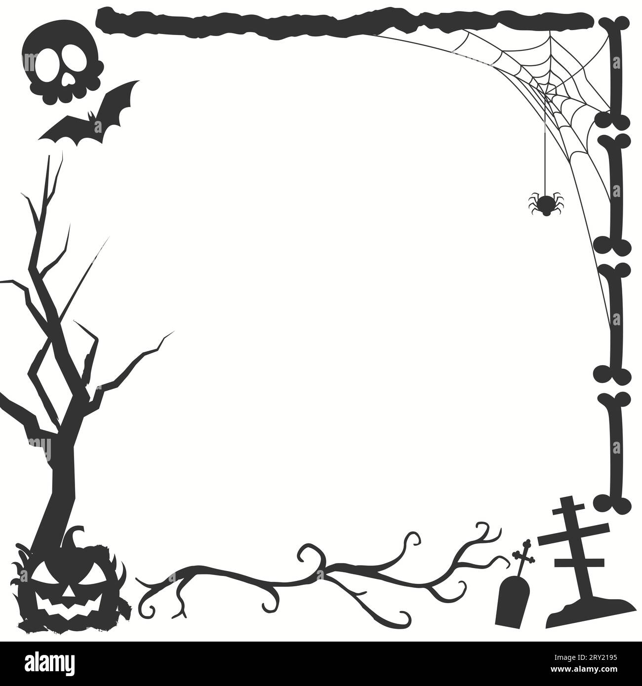 Halloween frame border silhouette with halloween elements Stock Vector ...