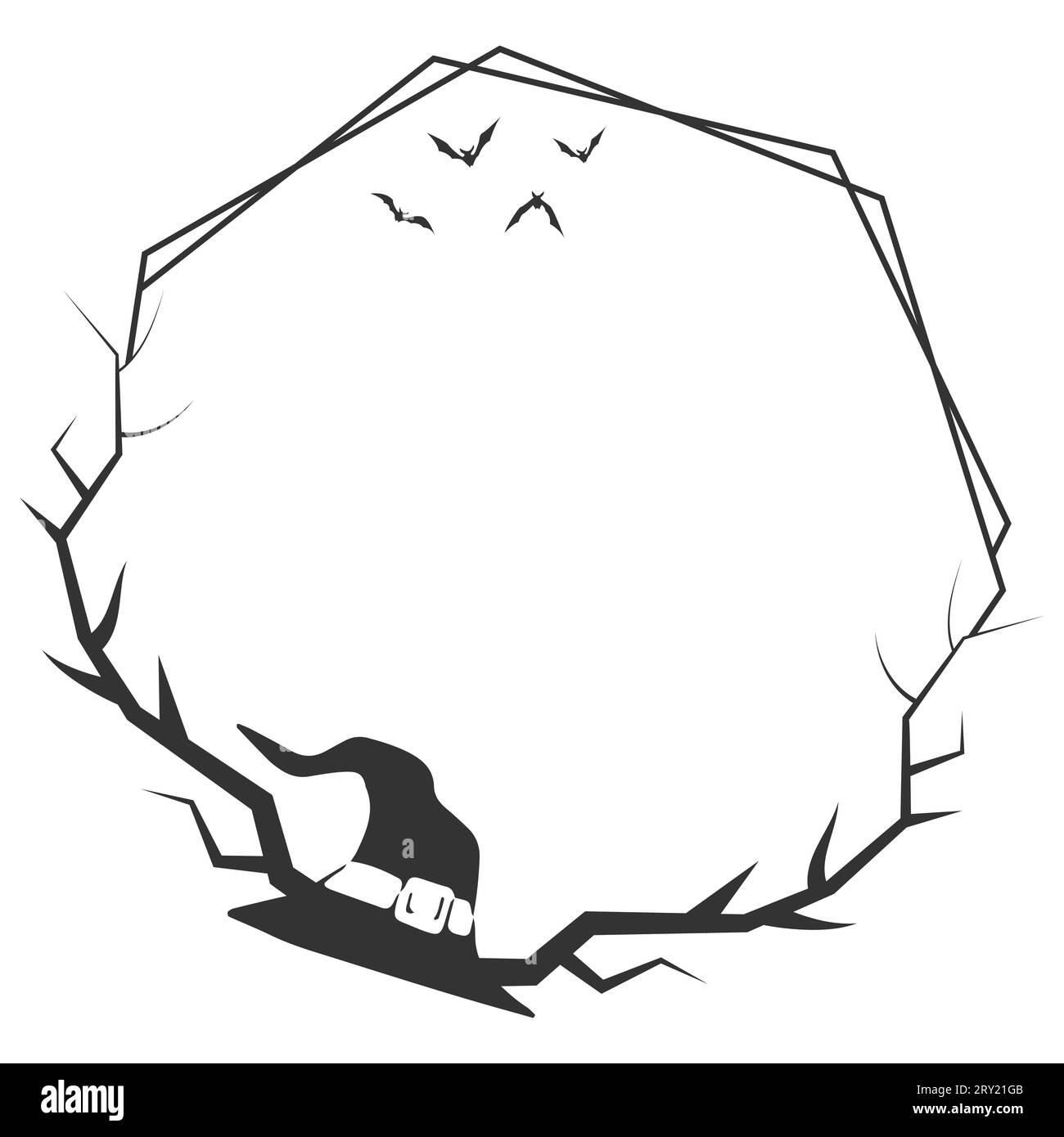 Halloween themed frame border with halloween dead tree and spider net ...