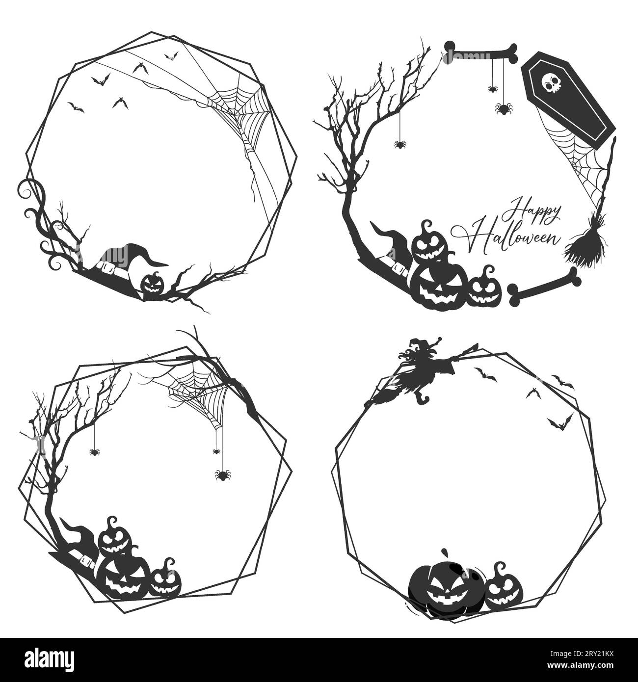 Border frame vector vectors bat Black and White Stock Photos & Images ...