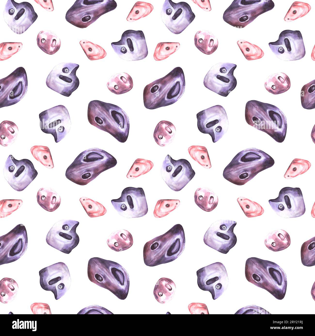 Climbing stones, grips of different shapes and colours. Seamless ...