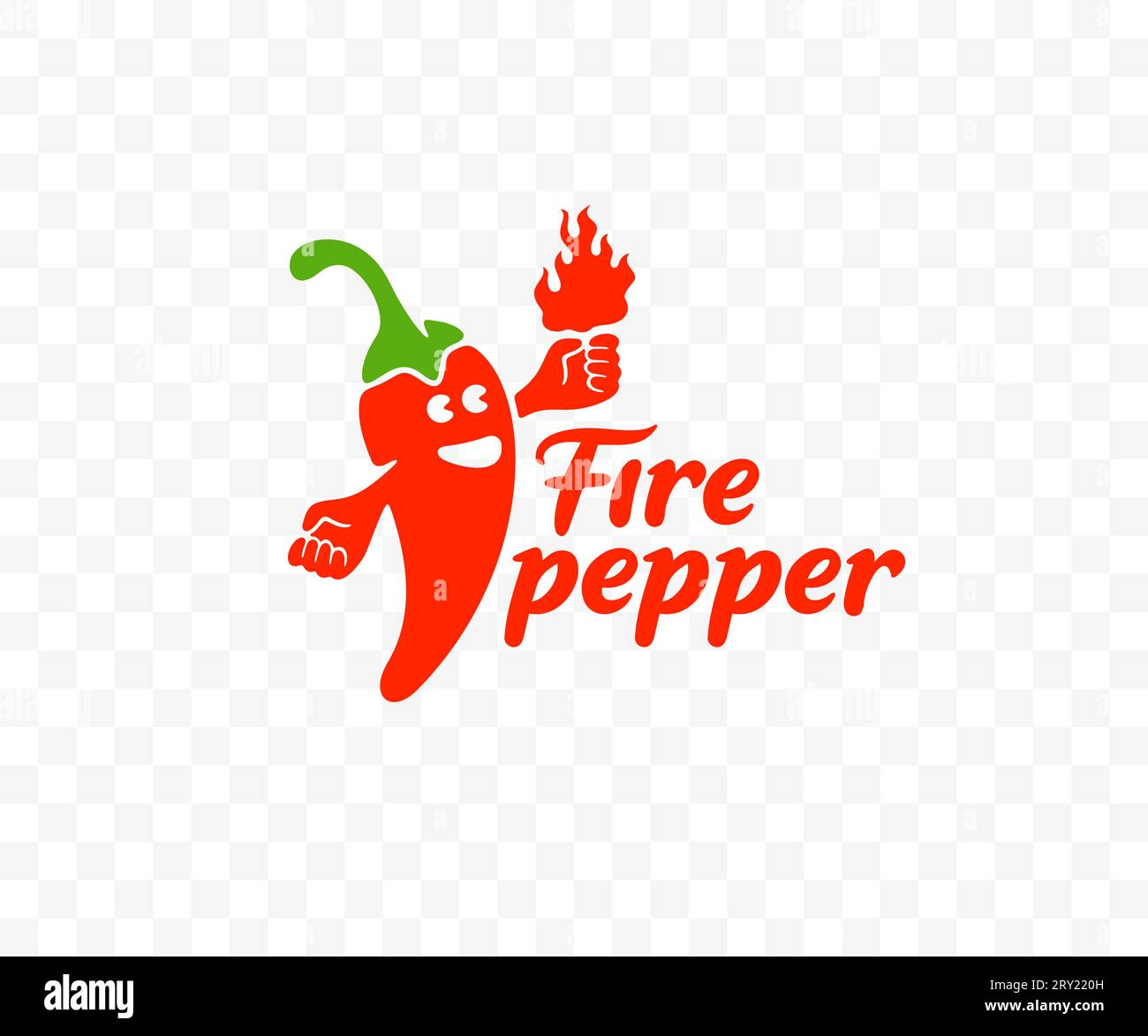 Spicy or hot chili pepper holding fire in hand, graphic design. Food ...