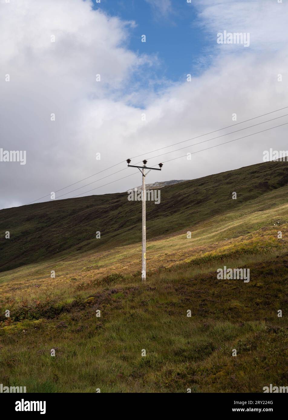 Rural power line in the Scottish Highlands Stock Photo - Alamy