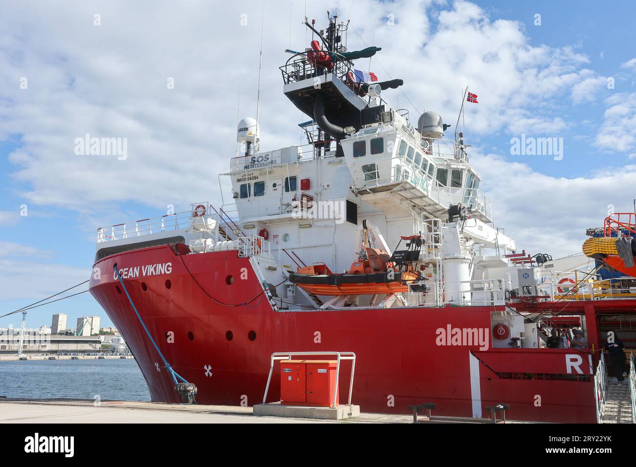 A view of the humanitarian and rescue ship Ocean Viking calling at the ...
