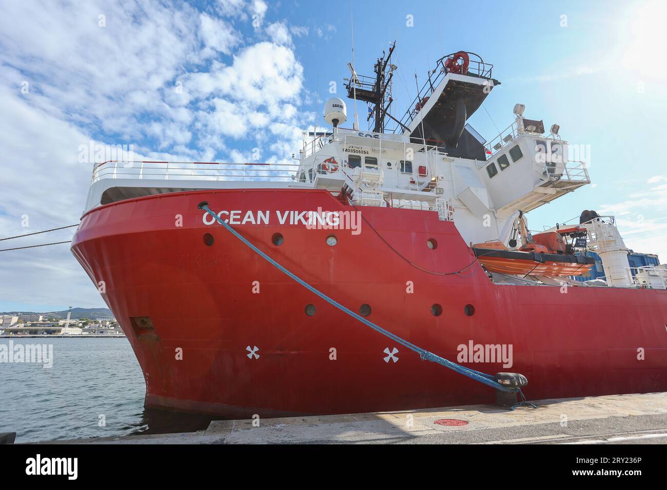 A view of the humanitarian and rescue ship Ocean Viking calling at the ...