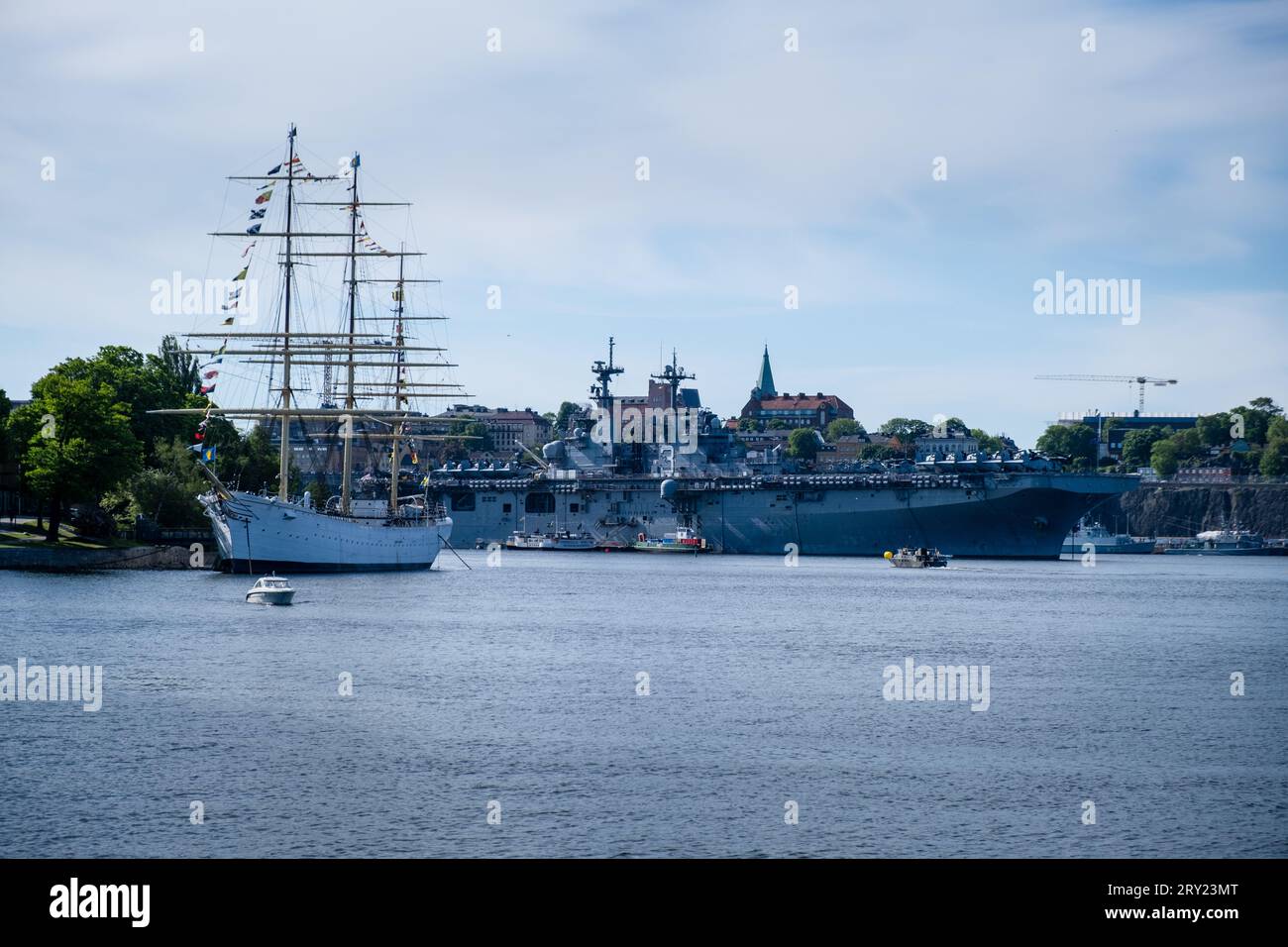 American aircraft carrier USS Kearsarge in Stockholm, Sweden Harbour ...