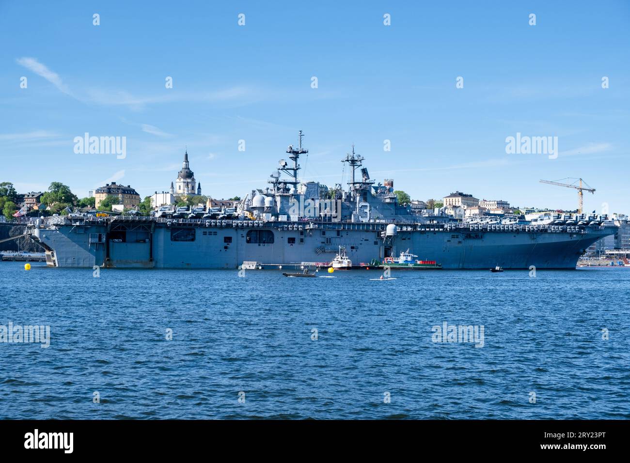 American aircraft carrier USS Kearsarge in Stockholm, Sweden Harbour ...