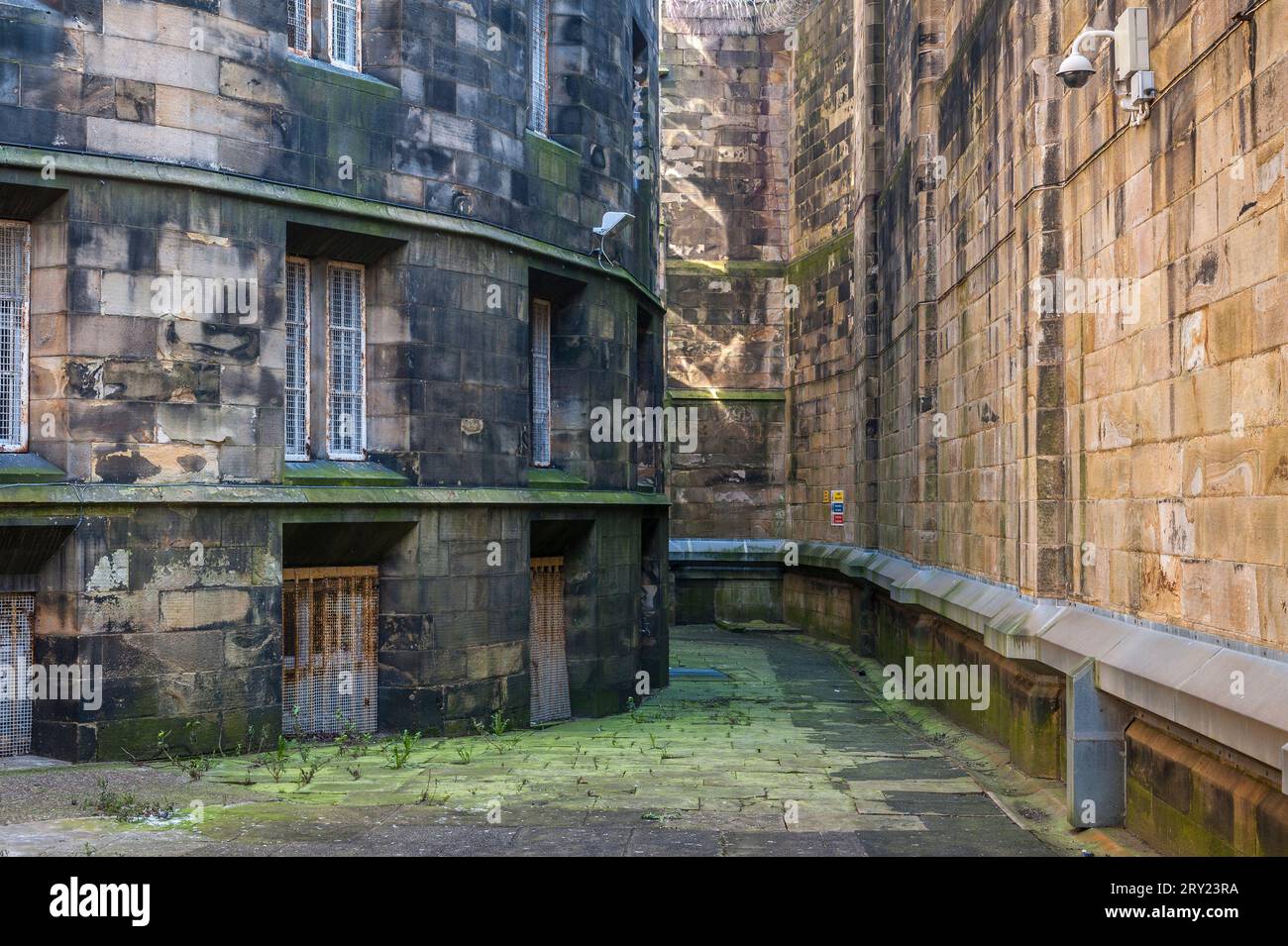 Inside the medieval walls of the old prison of Lancaster Castle ...