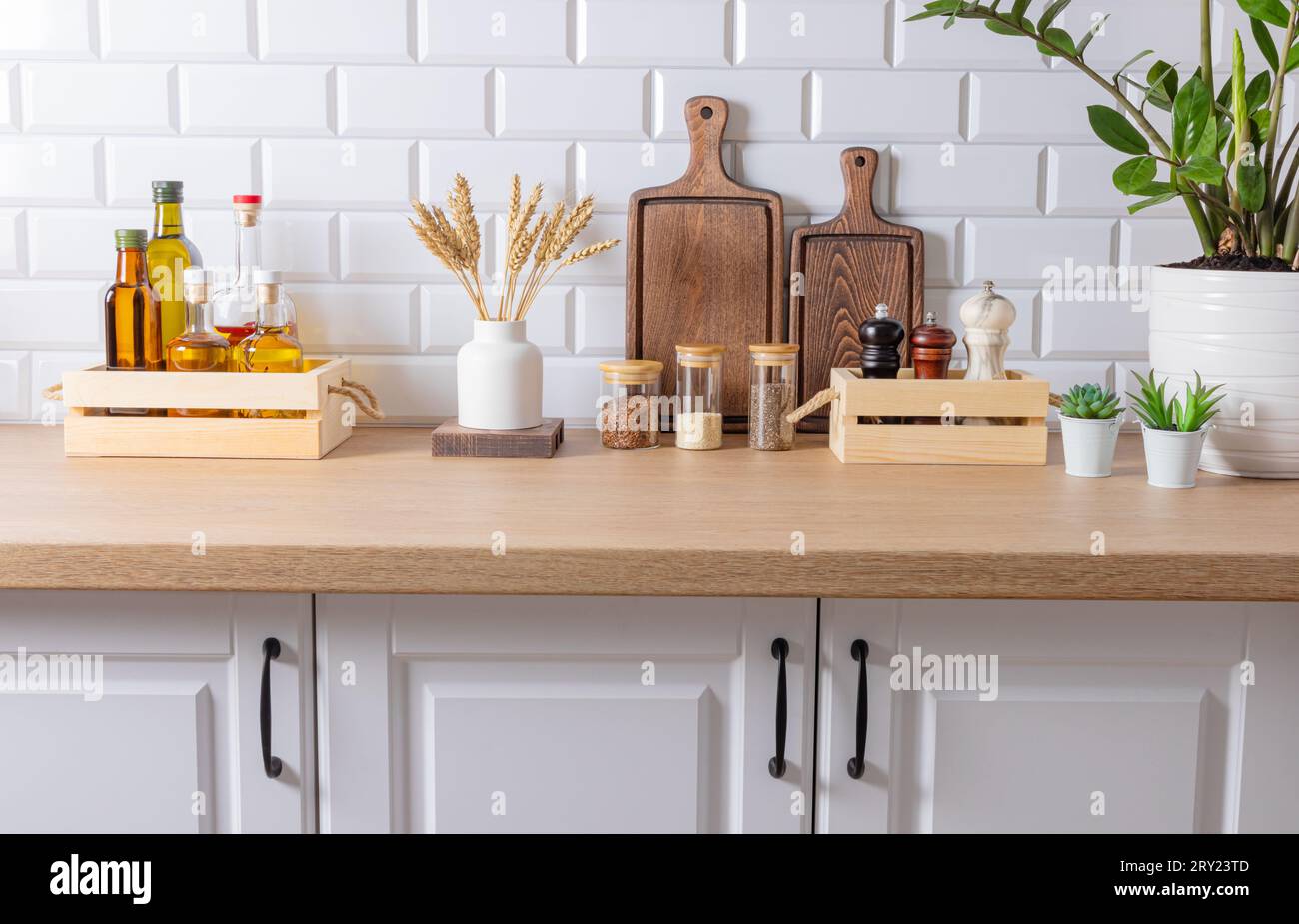 Storage area for spices and oil in various containers and in ...