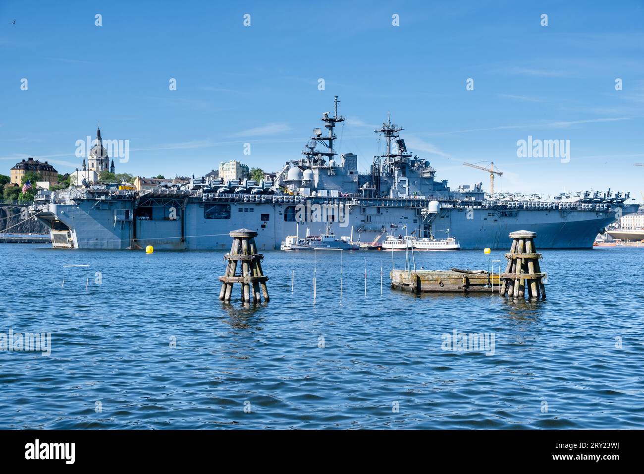 American aircraft carrier USS Kearsarge in Stockholm, Sweden Harbour ...
