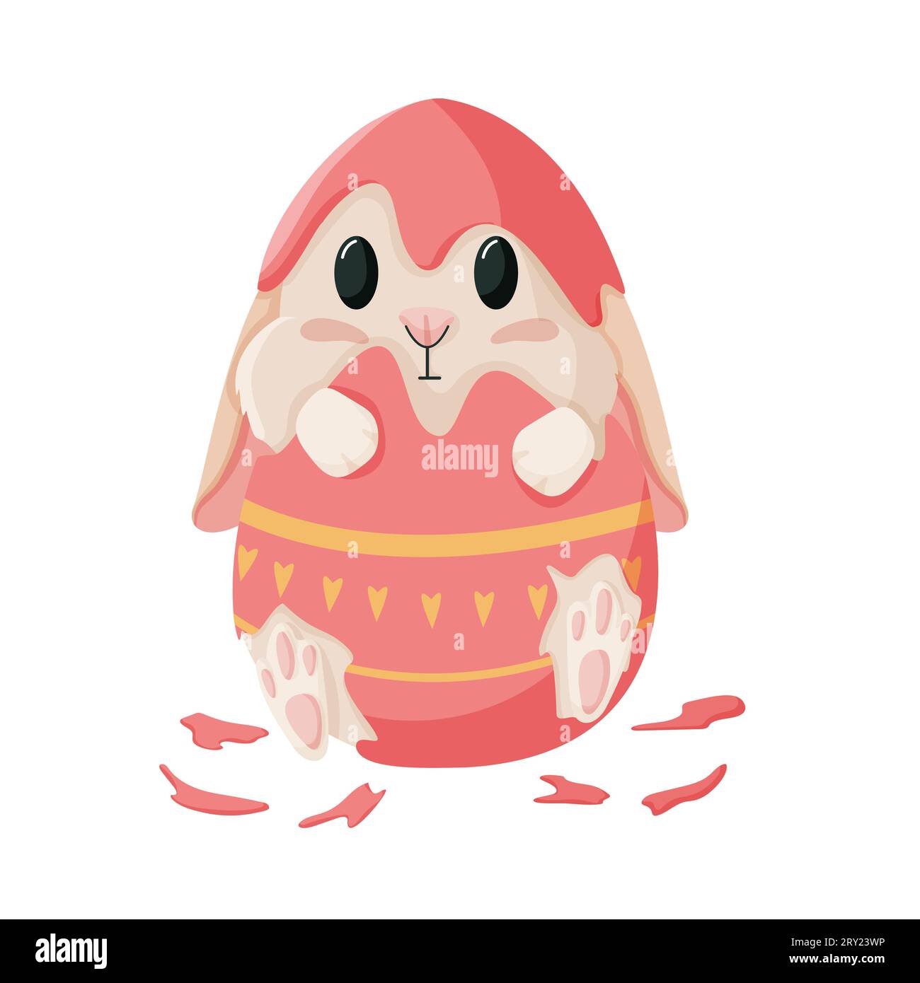 Easter bunny sitting in an egg shell. Spring easter bunny in egg. Happy ...
