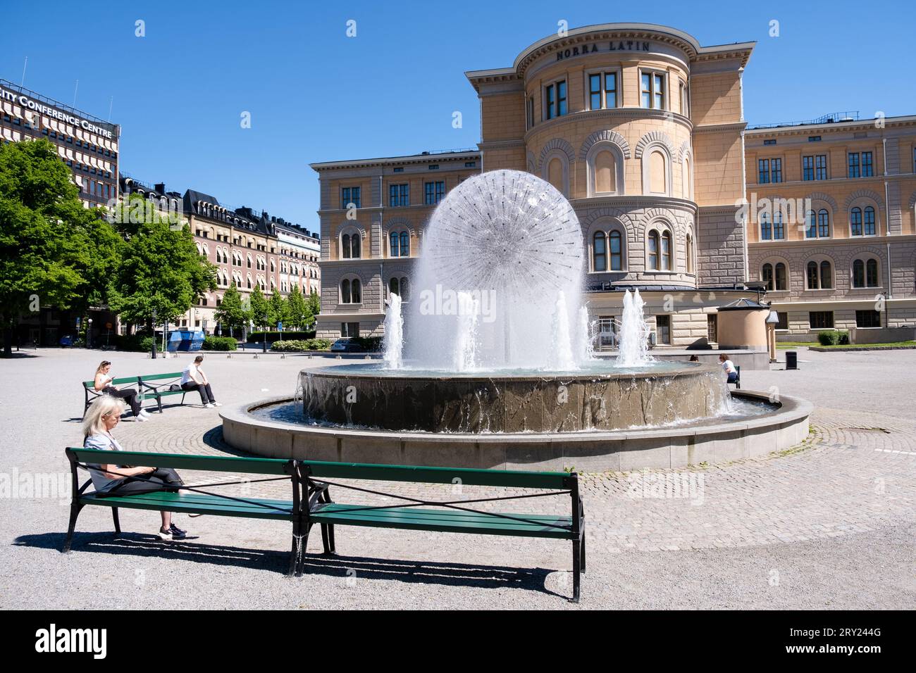Dome shaped fountain outside Norra Latin School now Stockholm City ...