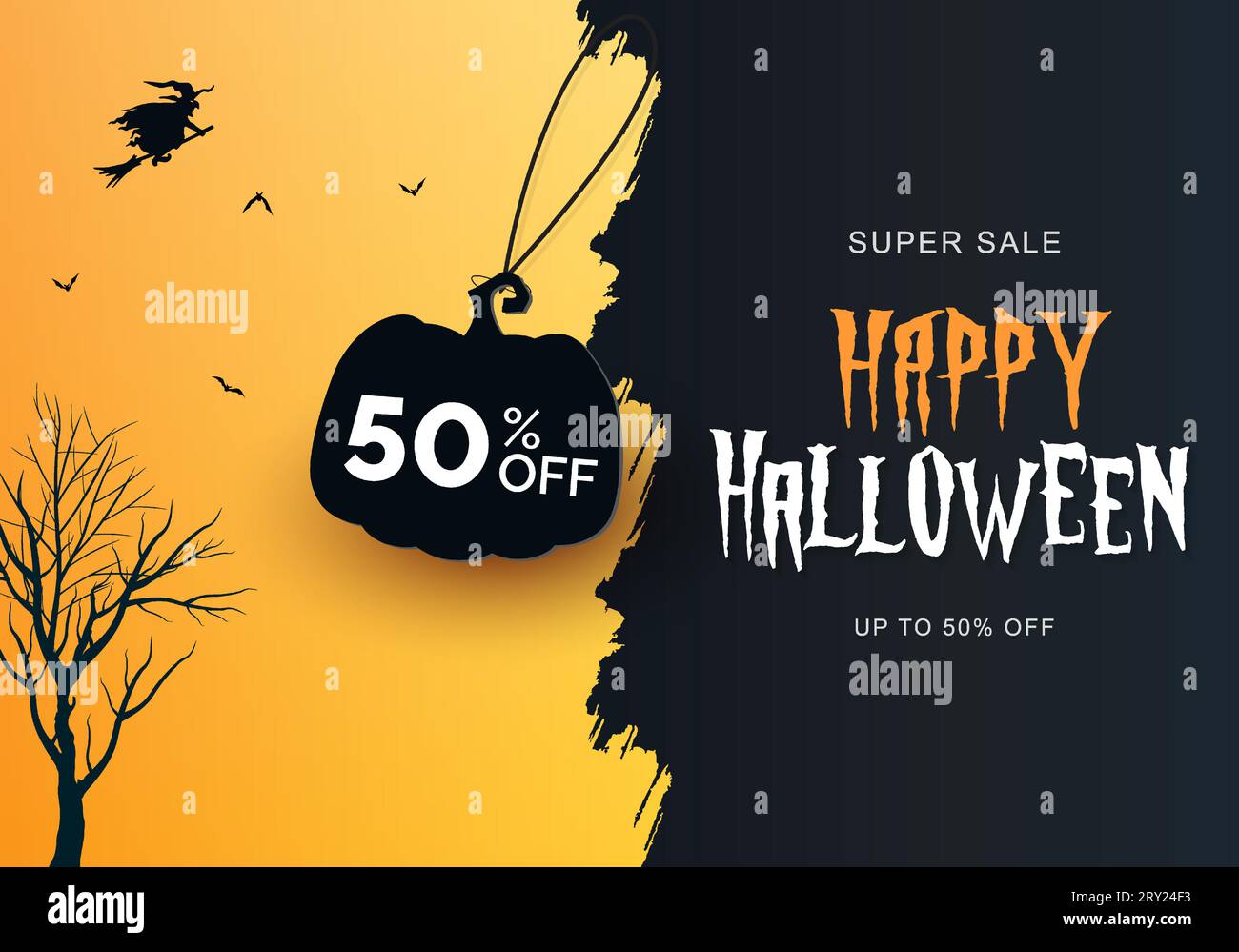 Happy halloween sale banner for promotion with halloween text and ...