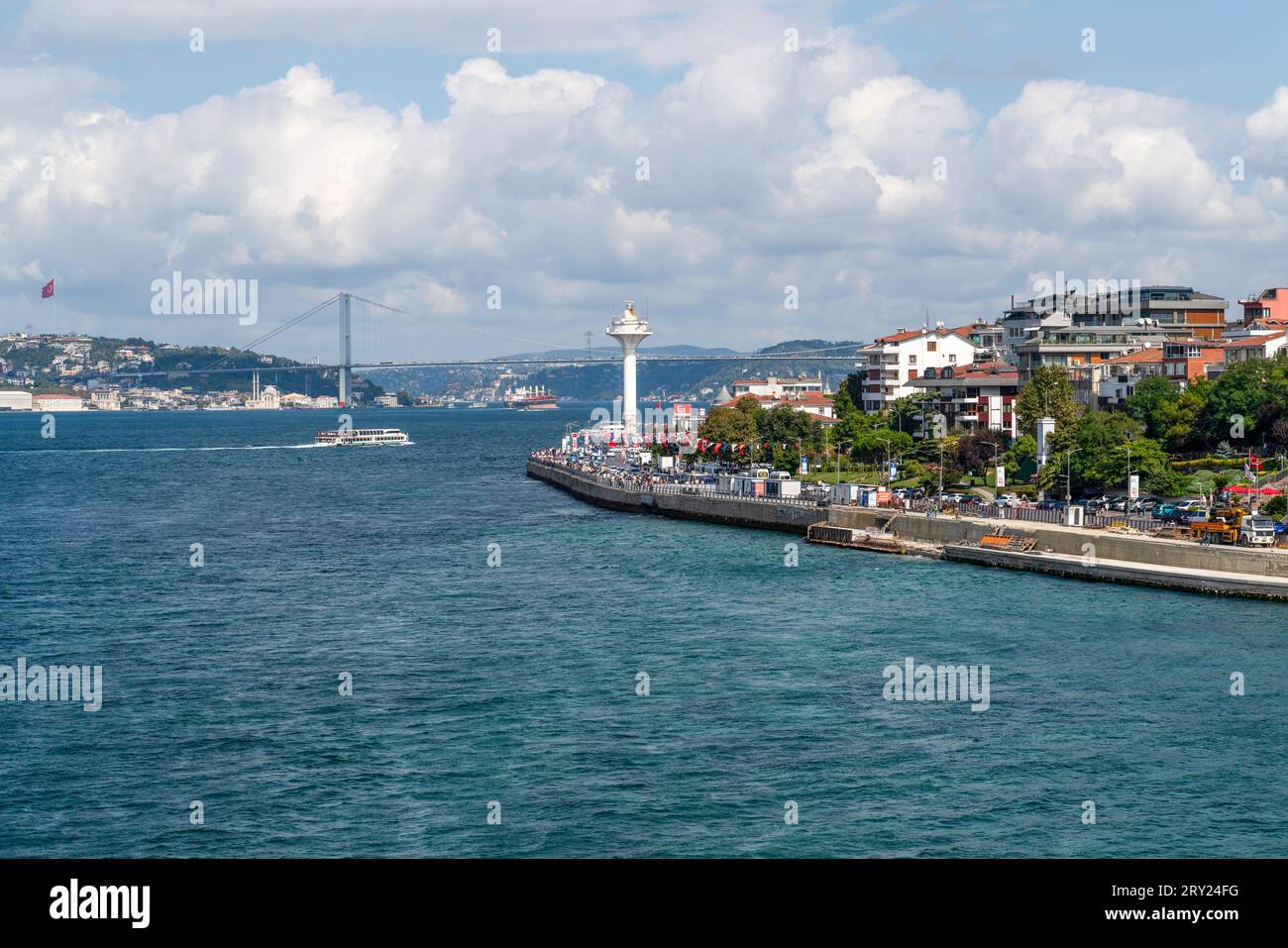 Istanbul, Turkey - September 17, 2023: View of Salacak beach and Üsküdar from the Maiden's Tower ...