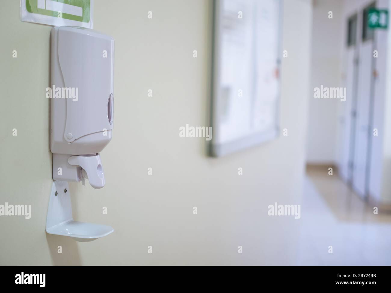 Image of disinfectant gel dispenser on hospital wall as antiviral and ...