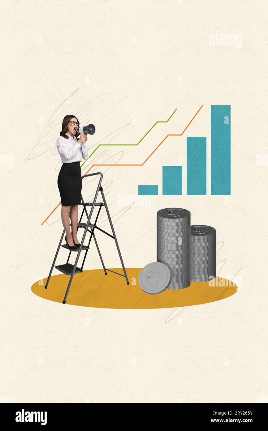 Creative collage sketch of angry rich lady chief shouting screaming ...