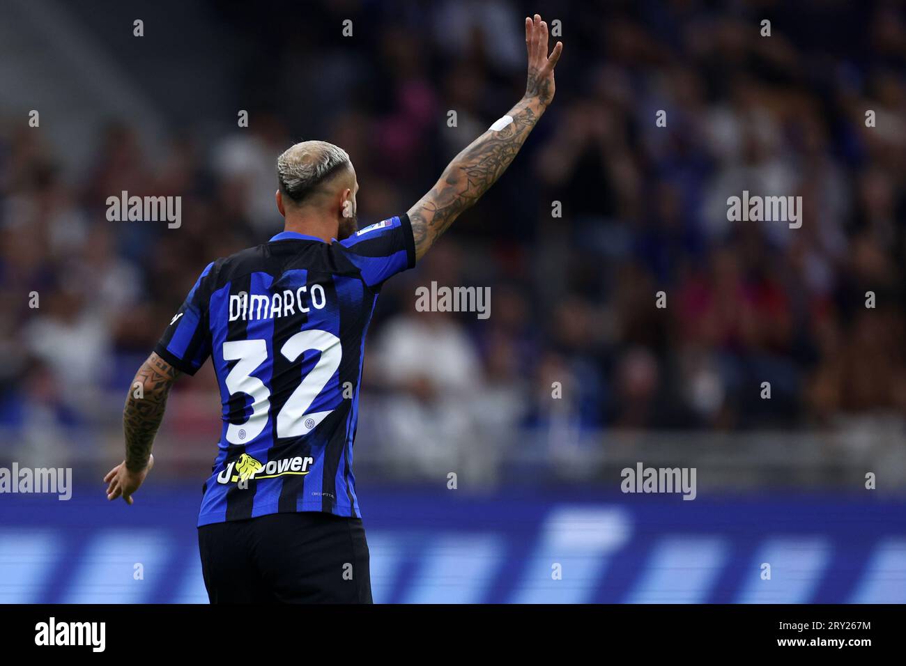 Federico Dimarco of Fc Internazionale gestures during the Serie A football match beetween Fc ...