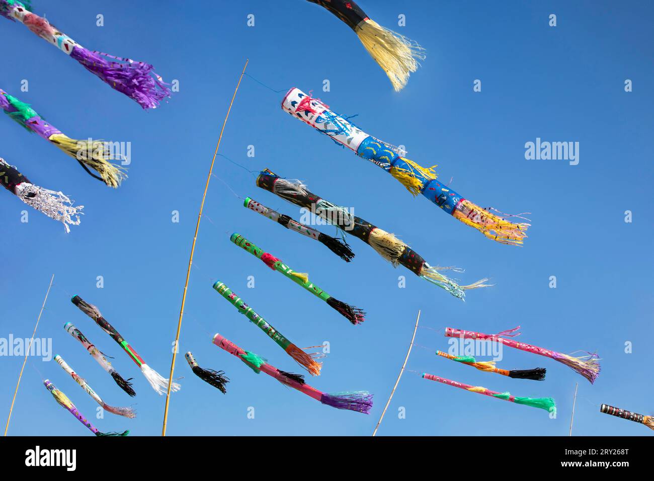 Traditional koinobori streamer on the wind by the blue sky made with ...