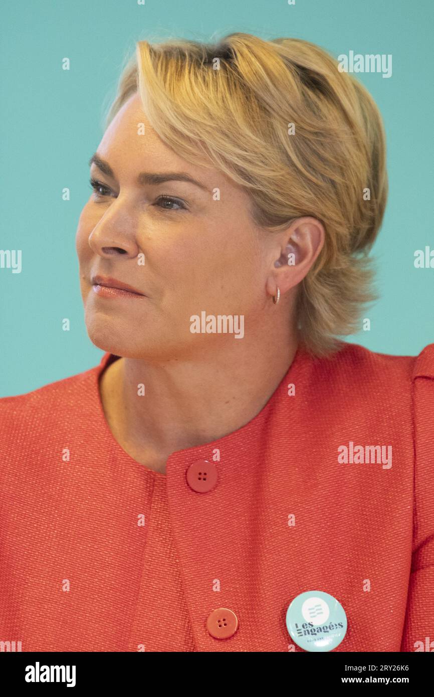 Les Engages' Celine Fremault pictured during a press conference of ...