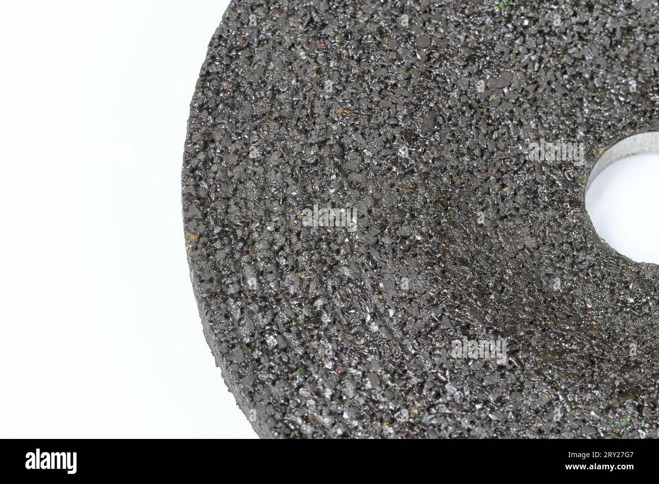 Close up of cutting or grinding wheel surface isolated on white ...