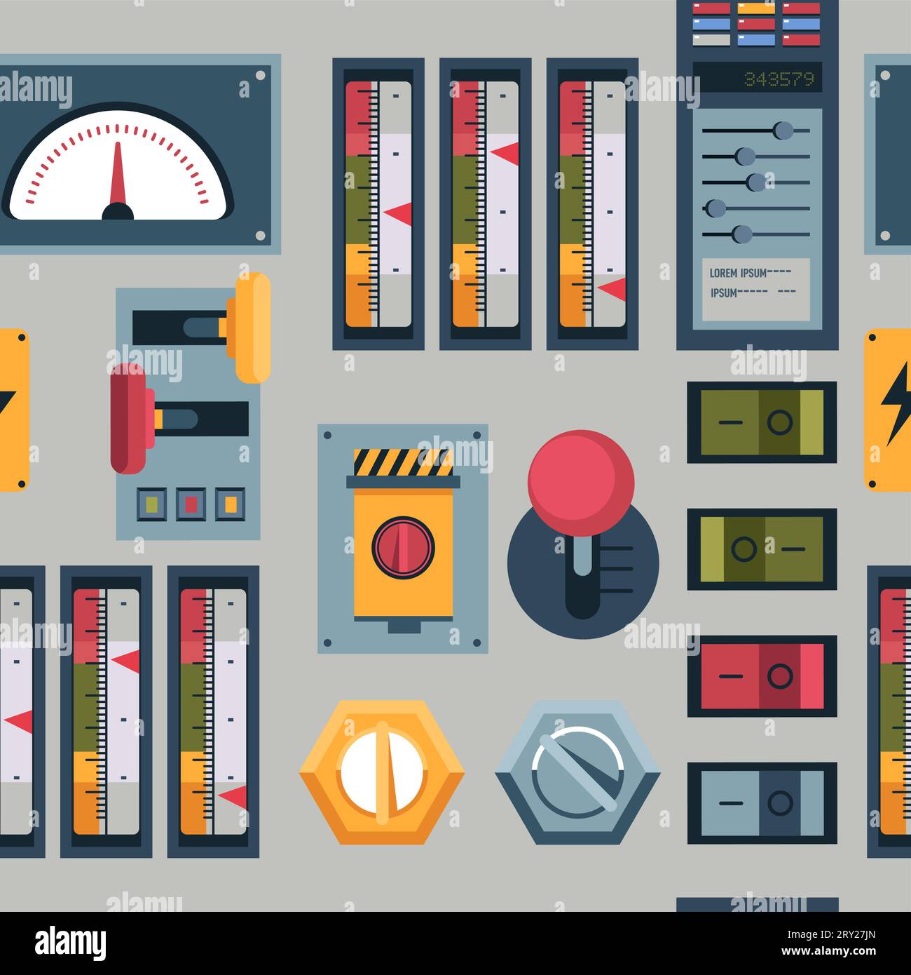 Panel with buttons and levels, pointers and lever Stock Vector Image ...