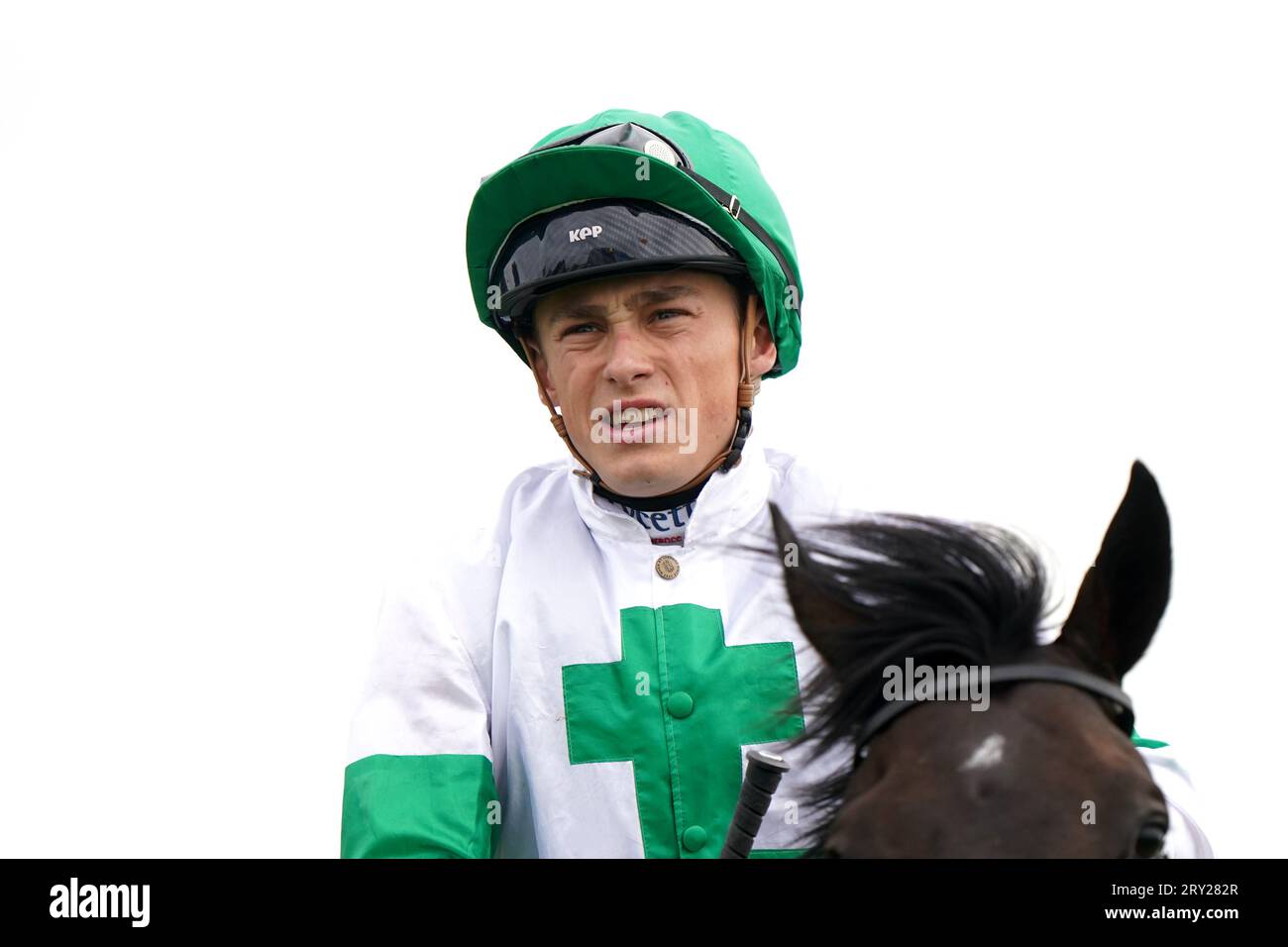 Jockey Benoit De La Sayette after the British Stallion Studs EBF Maiden ...