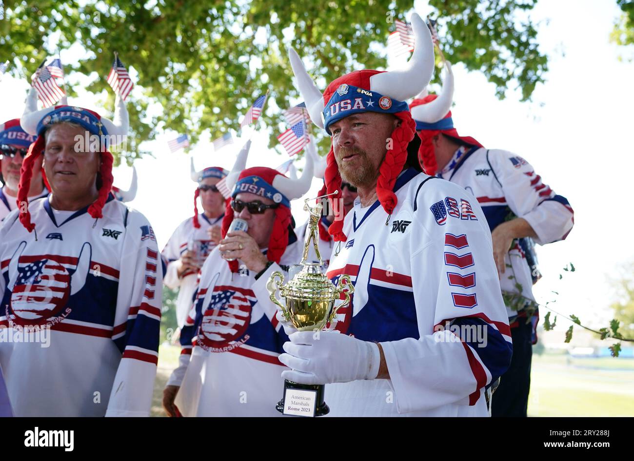 USA fans at the Marco Simone Golf and Country Club, Rome, Italy, ahead ...