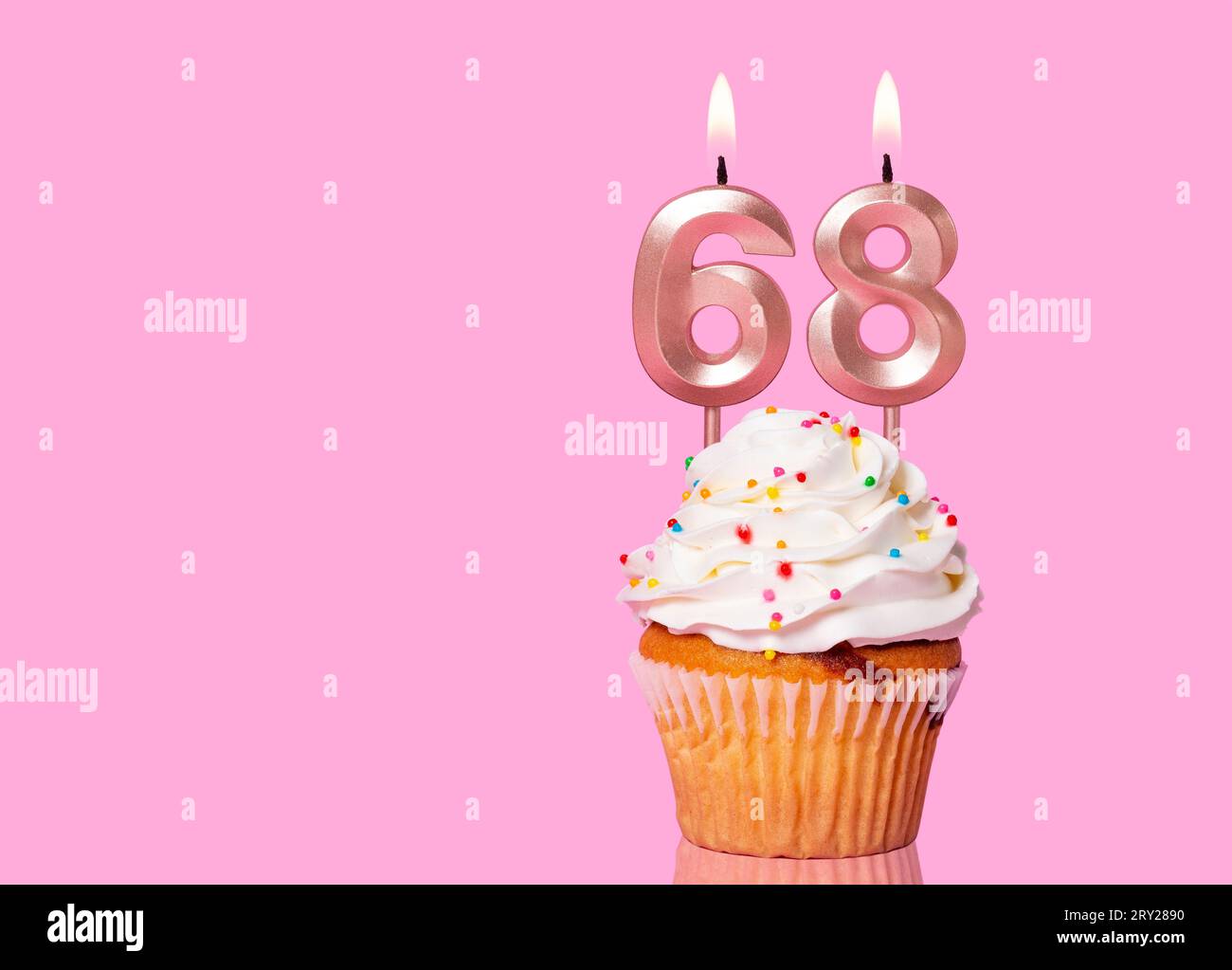 Birthday Cake With Candle Number 68 - On Pink Background Stock Photo ...