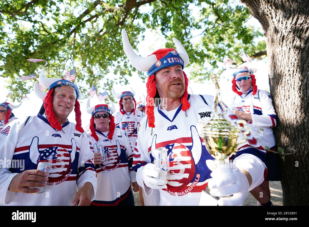 USA fans at the Marco Simone Golf and Country Club, Rome, Italy, ahead ...