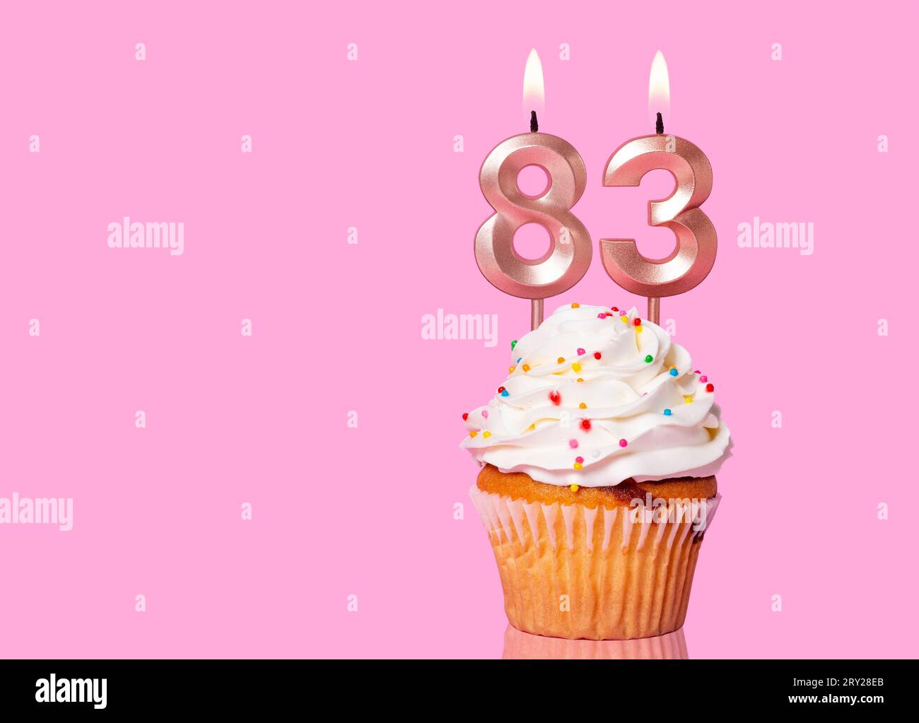 Birthday Cake With Candle Number 83 - On Pink Background Stock Photo ...