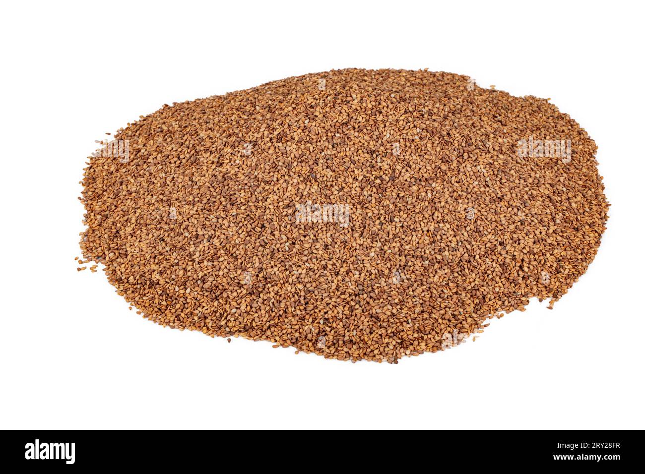 Roasted sesame seed. Pile of sesame seeds as background, spice or ...