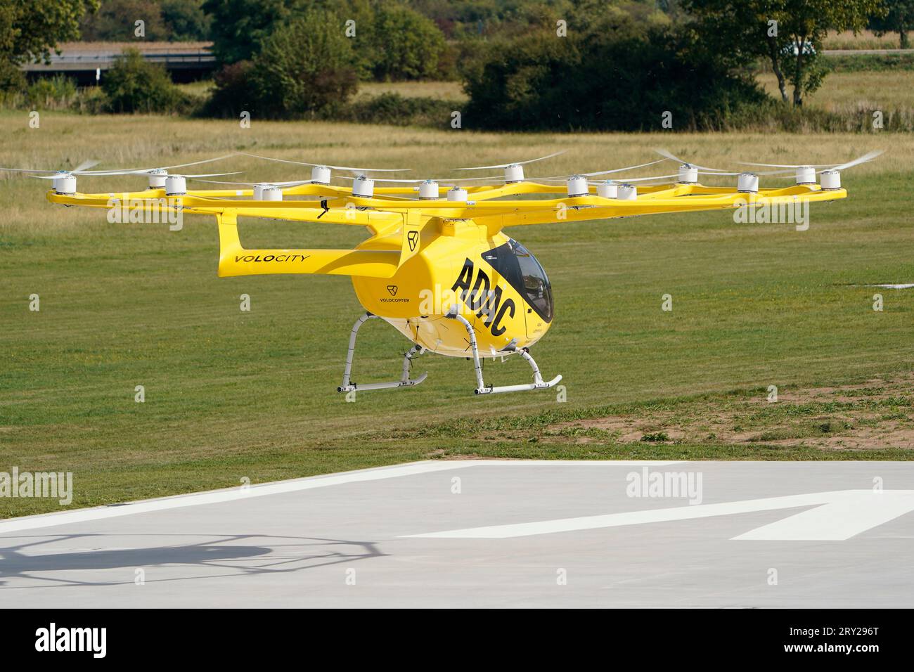 28 September 2023, Baden-Württemberg, Bruchsal: A Volocopter of the ...